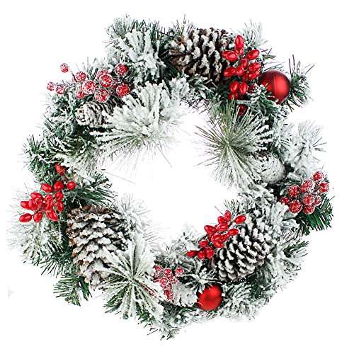 38CM Künstliche Weihnachtskranz Adventskranz [grün] mit ...